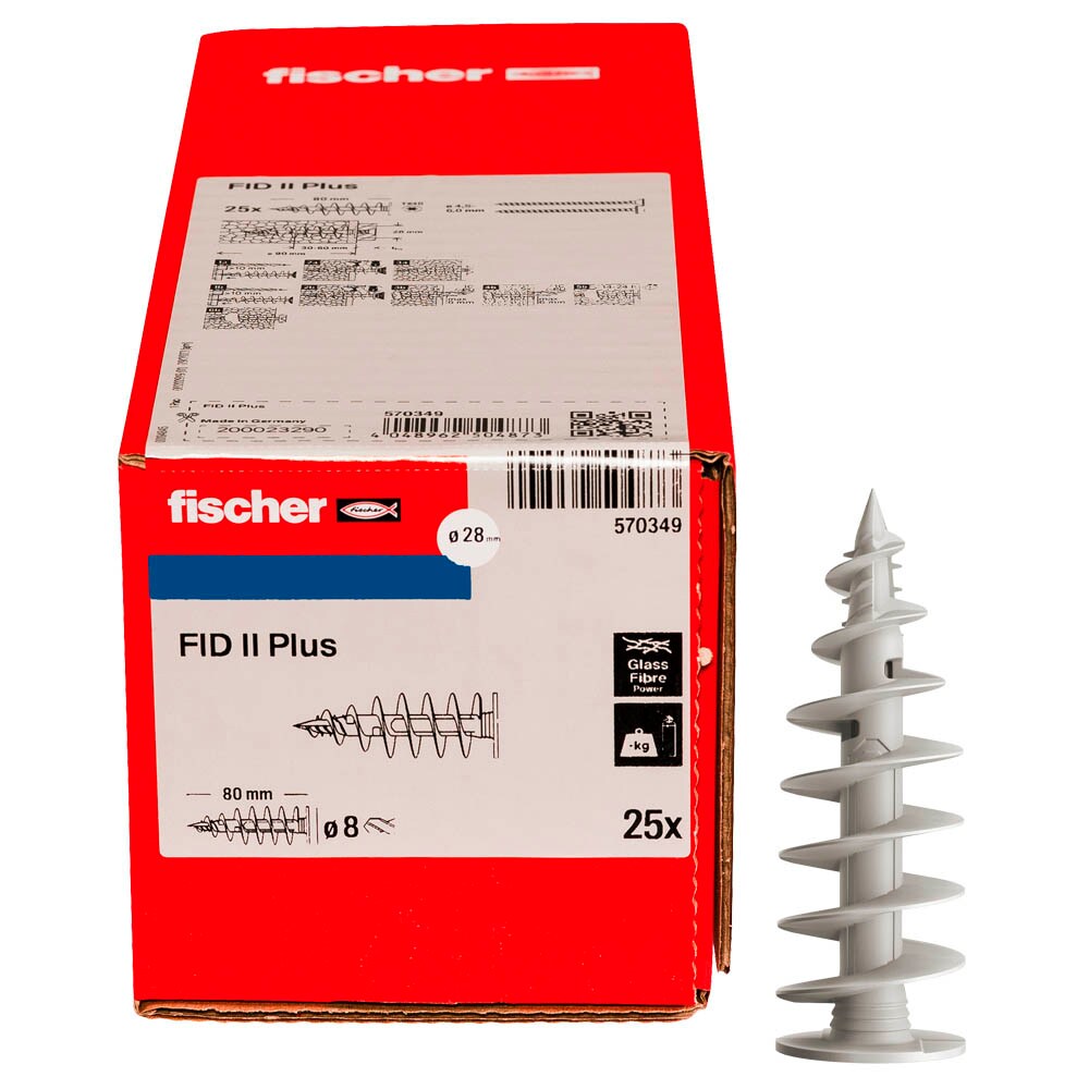 fischer FID II Plus 570349 Dämmstoffdübel Ø 28 mm x 80 mm, 25 St ...