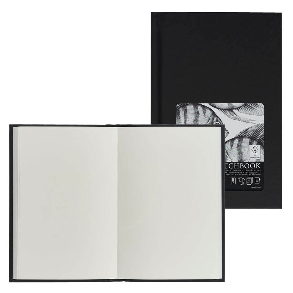 OXFORD Skizzenbuch Sketchbook DIN A6 blanko, schwarz Hardcover 96 ...