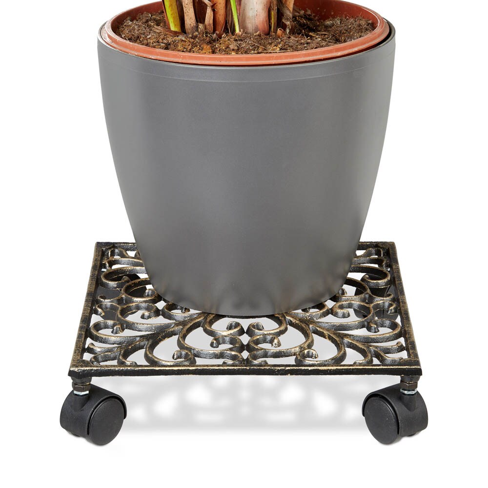 relaxdays Pflanzenroller Metall bronze quadratisch 27,5 x 7,5 cm, 1 St ...