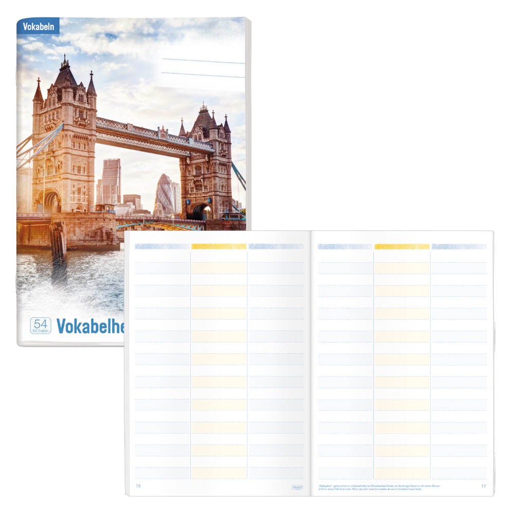 Häfft® Verlag Vokabelheft 3-spaltig Lineatur 53 liniert DIN A5 ohne ...