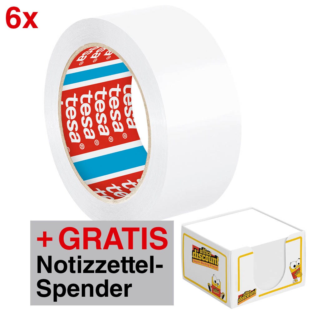 AKTION: tesa Packband tesapack® 4195 weiß 50,0 mm x 66,0 m 6 Rollen ...