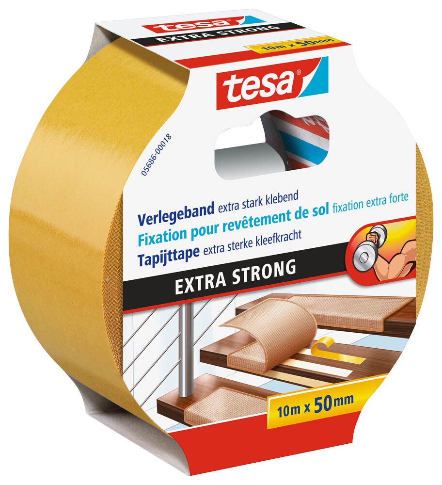 tesa EXTRA STRONG doppelseitiges Klebeband 50,0 mm x 10,0 m, 1 Rolle ...