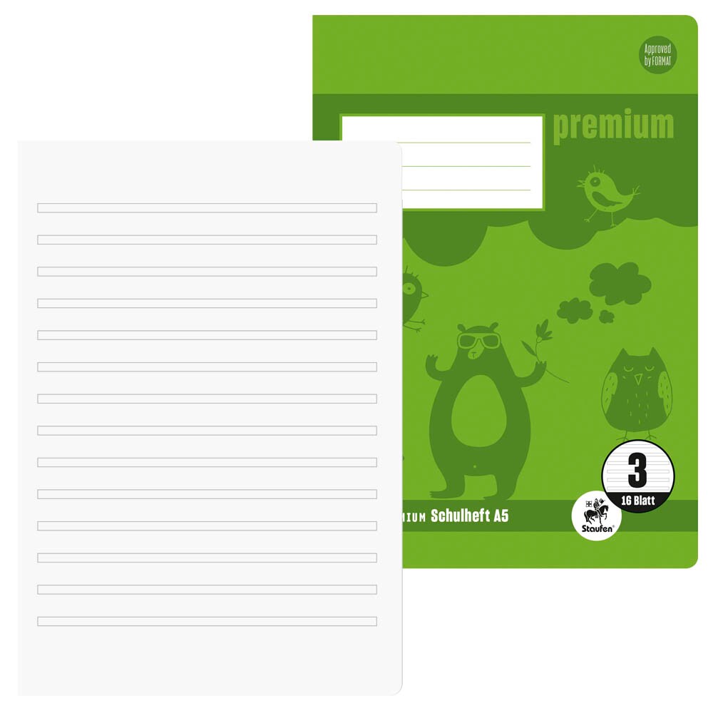 Staufen® Schulheft Premium Lineatur 3 liniert DIN A5 ohne Rand, 16 ...