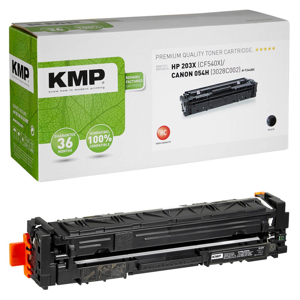 KMP H-T246BX schwarz Toner kompatibel zu HP 203X; Canon 054H(CF540X ...