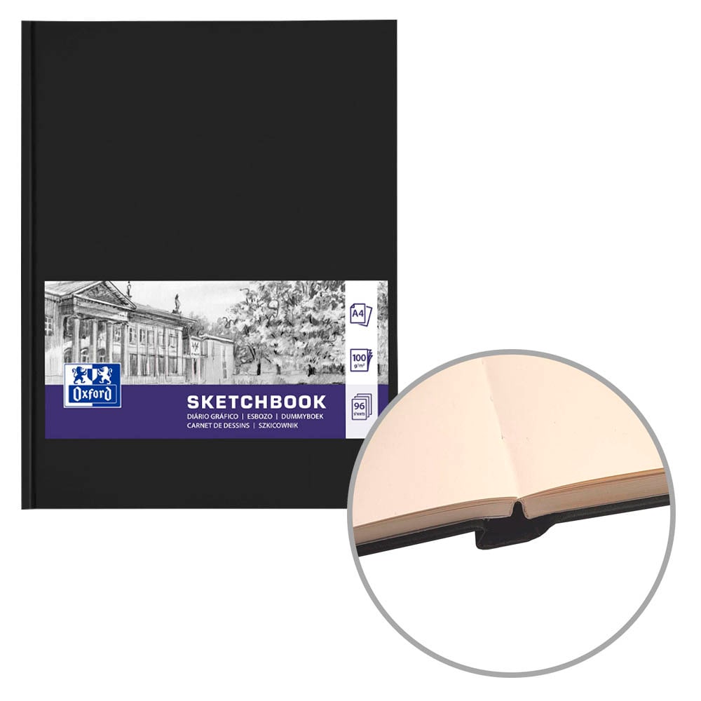 OXFORD Skizzenbuch Sketchbook DIN A4 blanko, schwarz Hardcover 96 ...