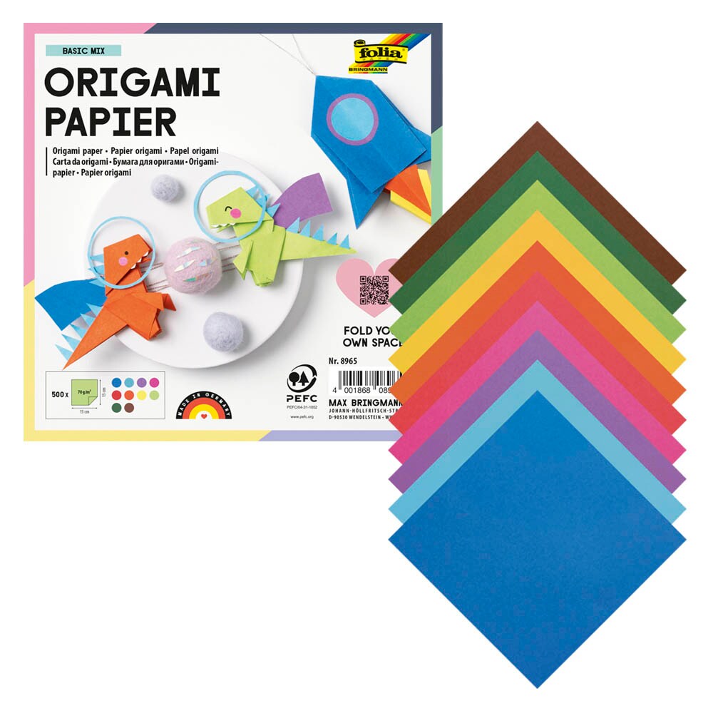 folia Faltblätter Origami mehrfarbig 500 Blatt | office discount