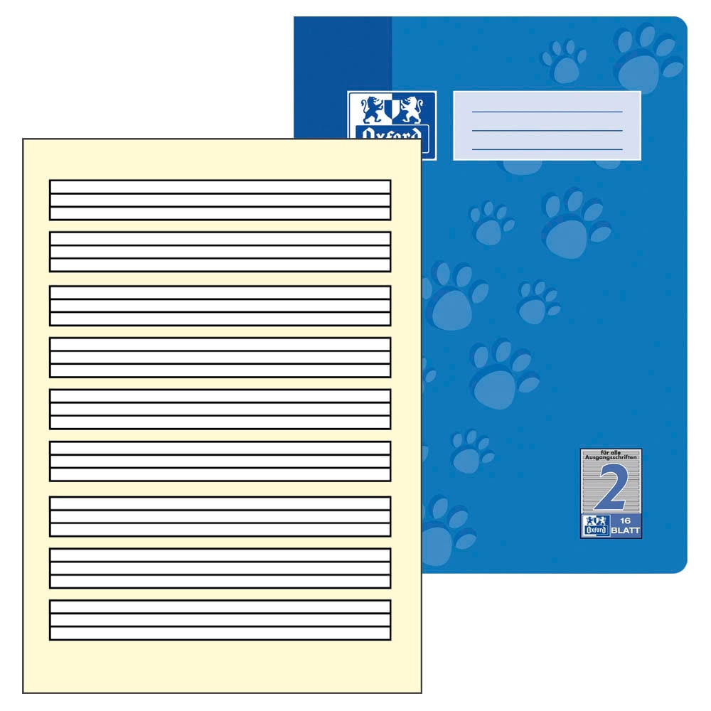 OXFORD Schulheft Lineatur 2 liniert DIN A4 ohne Rand, 16 Blatt, 1 St ...