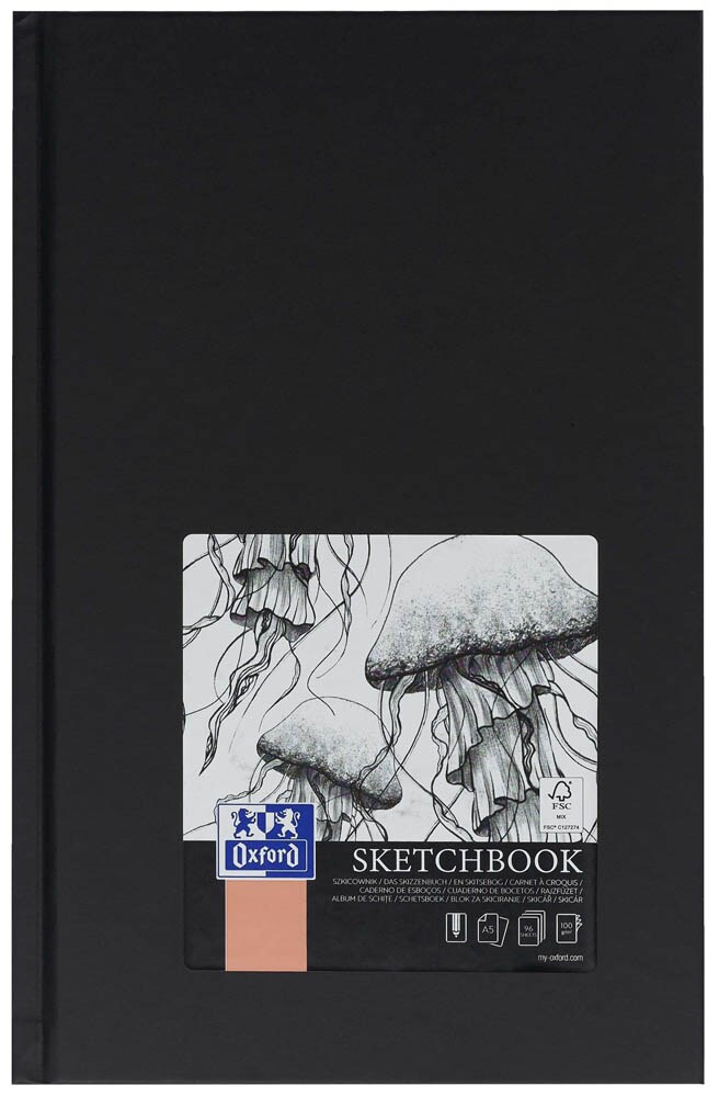 OXFORD Skizzenbuch Sketchbook DIN A5 blanko, schwarz Hardcover 96 ...