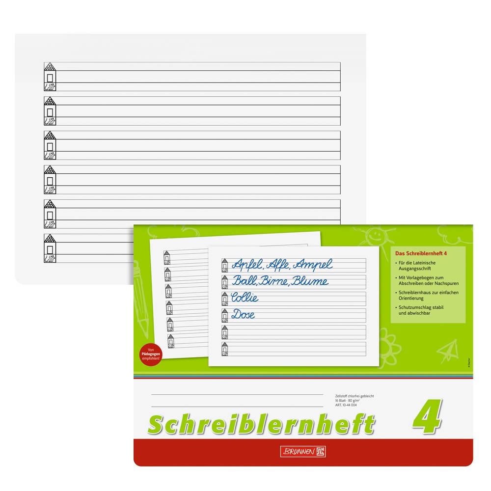 BRUNNEN Schreiblernheft Lineatur 4 1. Schuljahr liniert DIN A4 quer ...