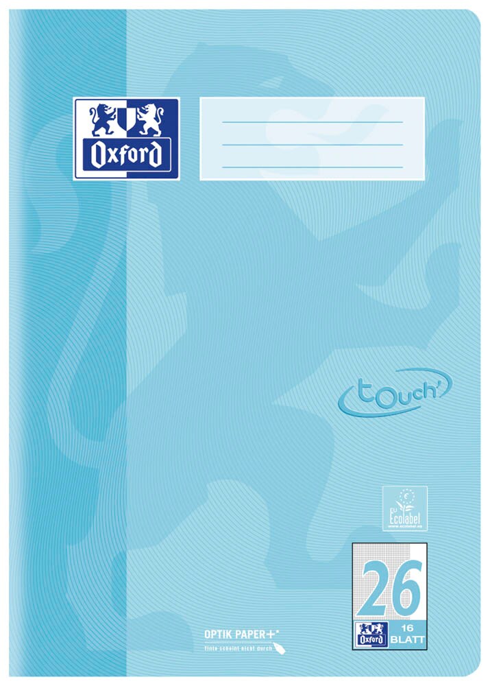 OXFORD Schulheft TOUCH Lineatur 26 kariert DIN A4 Außenrand, 16 Blatt ...