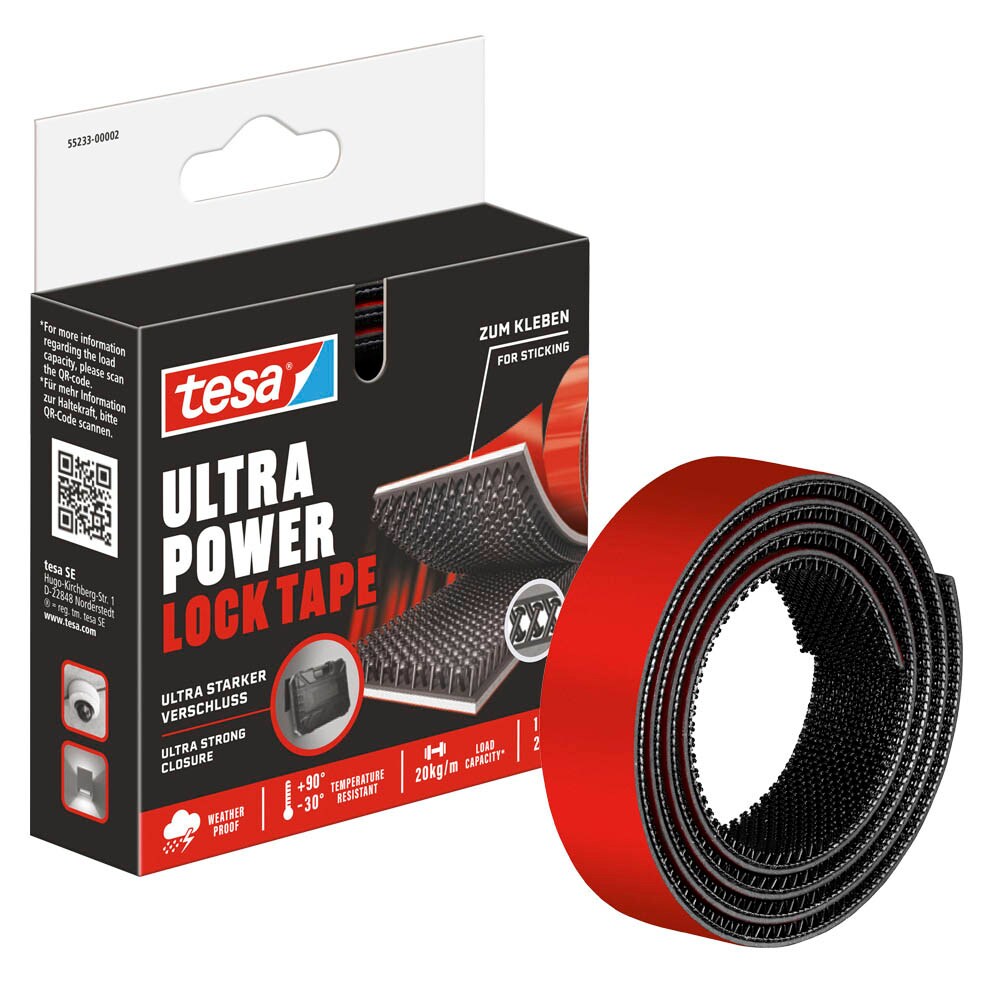 tesa Klettband Ultra Power Lock Tape schwarz, 1 St. | office discount