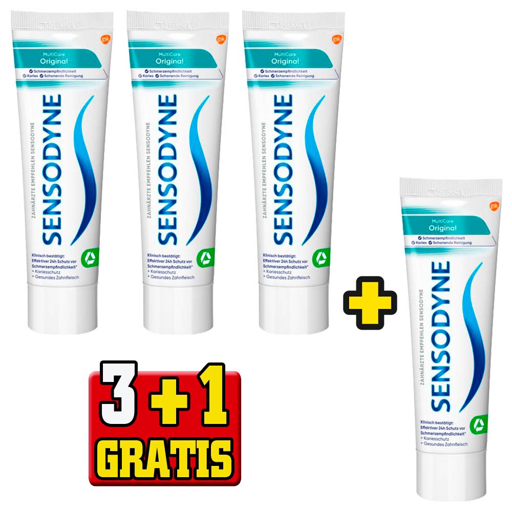 3 + 1 GRATIS: SENSODYNE® MultiCare Original Zahnpasta 4x 75 ml + GRATIS ...