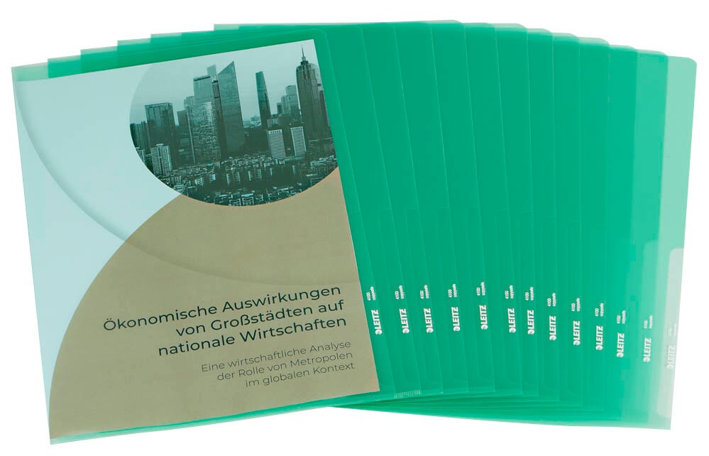 LEITZ Sichthüllen Premium 4100 DIN A4 grün glatt 0,15 mm, 100 St ...
