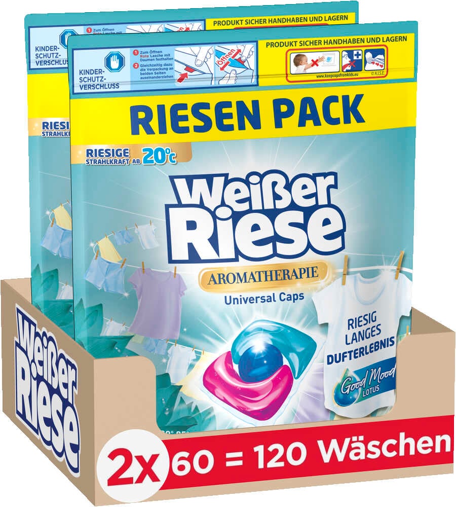 Weißer Riese AROMATHERAPIE LOTUS Waschmittel Caps, 2x 60 St. | office ...