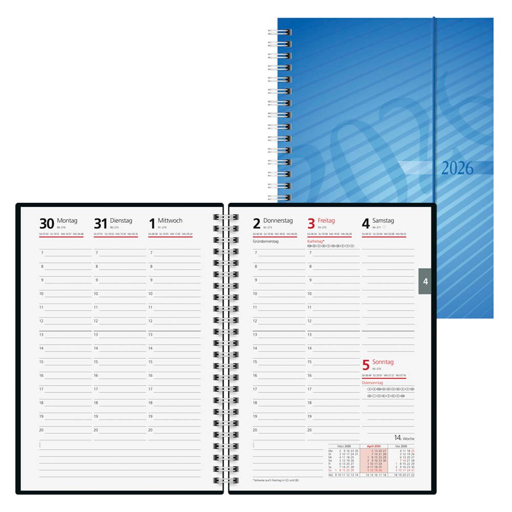 rido idé Buchkalender mit Spirale 2026 blau, 1 St. | office discount