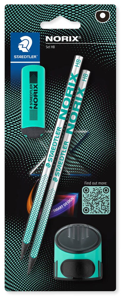 STAEDTLER Norix® Bleistifte HB silber,franch green mit Radierer, 1 Set ...