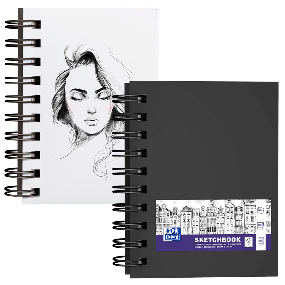 OXFORD Skizzenbuch Sketchbook DIN A6 blanko, schwarz Hardcover 80 ...