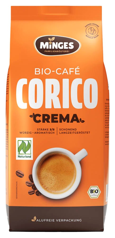MINGES Corico Crema Bio-Kaffeebohnen, Arabica- und Robustabohnen 500 g ...