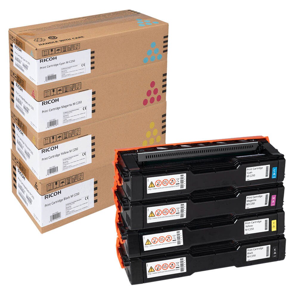 RICOH M C250 schwarz, cyan, magenta, gelb Toner, 4er-Set | office discount
