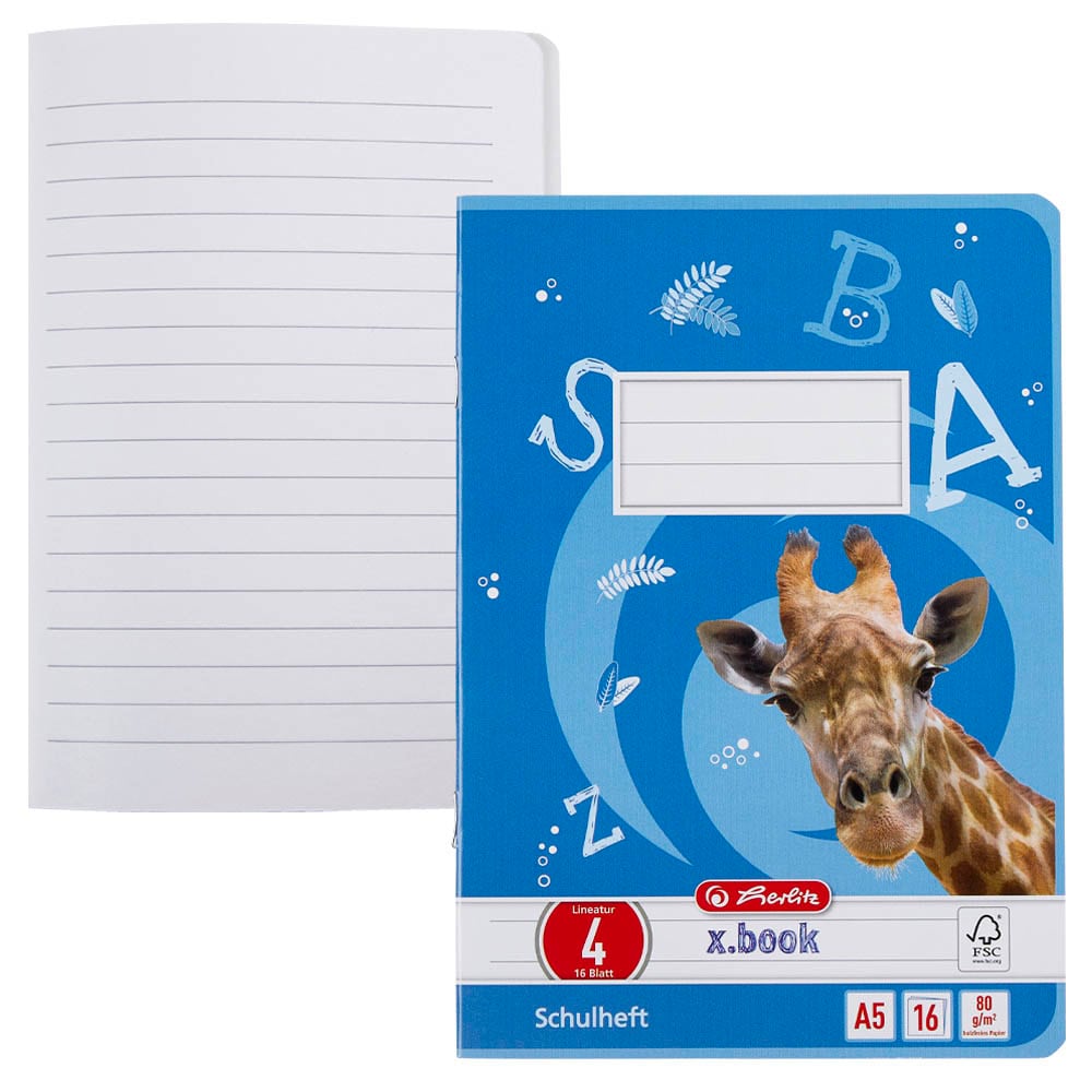 herlitz Schulheft x.book Lineatur 4 liniert DIN A5 ohne Rand, 16 Blatt ...