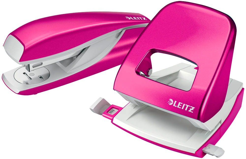 LEITZ Locher und Heftgeräte Set WOW 5095 pink-metallic | office discount