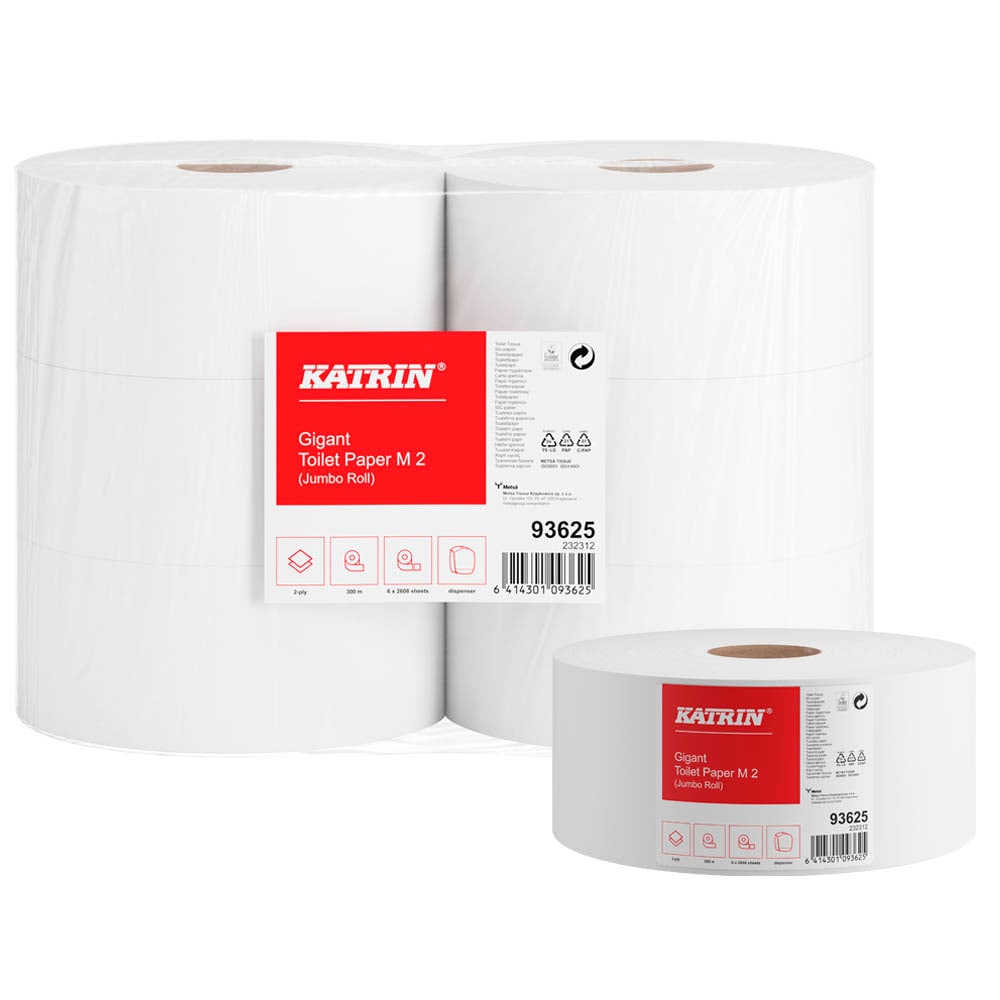 KATRIN Jumbo-Toilettenpapier Gigant M2 2-lagig, 6 Rollen | office discount