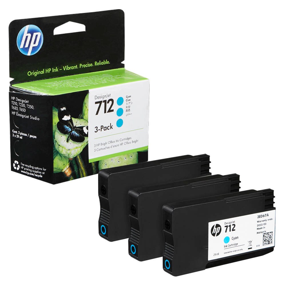 HP 712 (3ED77A) cyan Druckerpatronen, 3er-Set | office discount