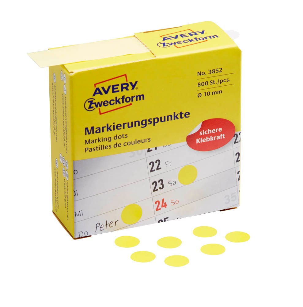AVERY Zweckform Klebepunkte 3852 gelb Ø 10,0 mm, 800 St. | office discount