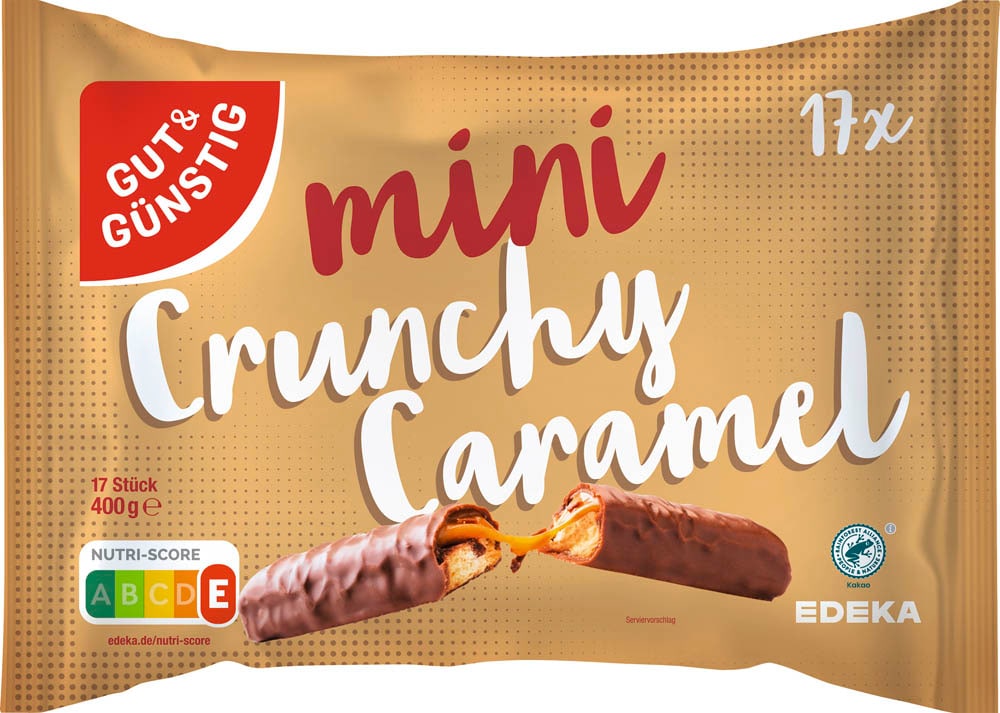 GUT&GÜNSTIG mini Crunchy Caramel Schokoriegel 17 Riegel | office discount