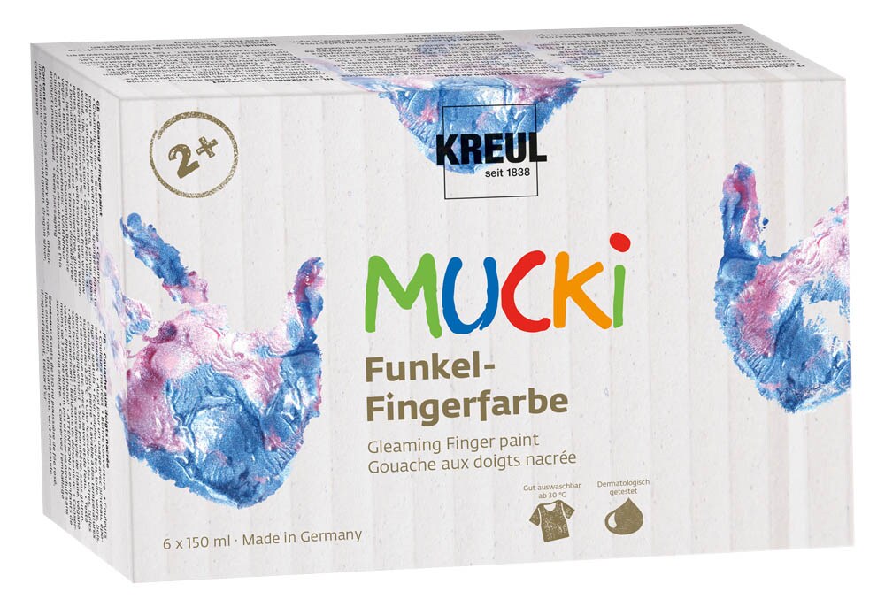 KREUL MUCKI Funkel Fingerfarben farbsortiert, 6 St. | office discount