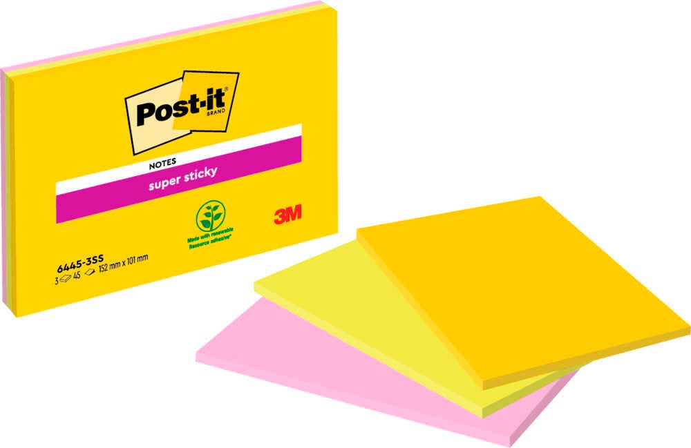 Post-it® Super Sticky Notes Jumbo-Haftnotizen extrastark farbsortiert ...
