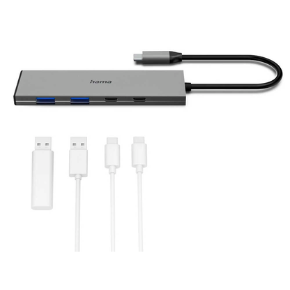 hama USB-Hub 4-fach grau | office discount