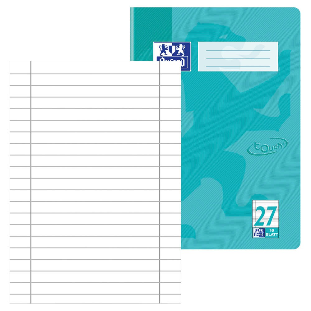 OXFORD Schulheft Touch Lineatur 27 liniert DIN A4 Innen- und Außenrand ...