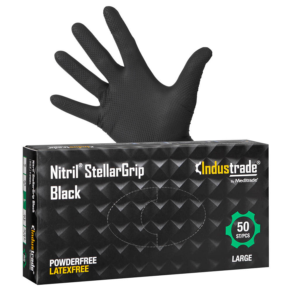 Industrade® unisex Einmalhandschuhe Nitril® StellarGrip Black schwarz Größe M 50 St. | office ...