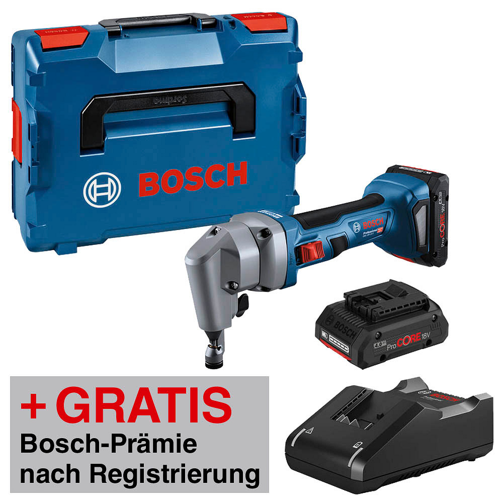 AKTION: BOSCH Professional GNA 18V-16 E Akku-Blechschere 18,0 V, mit 2 Akkus mit Prämie nach ...