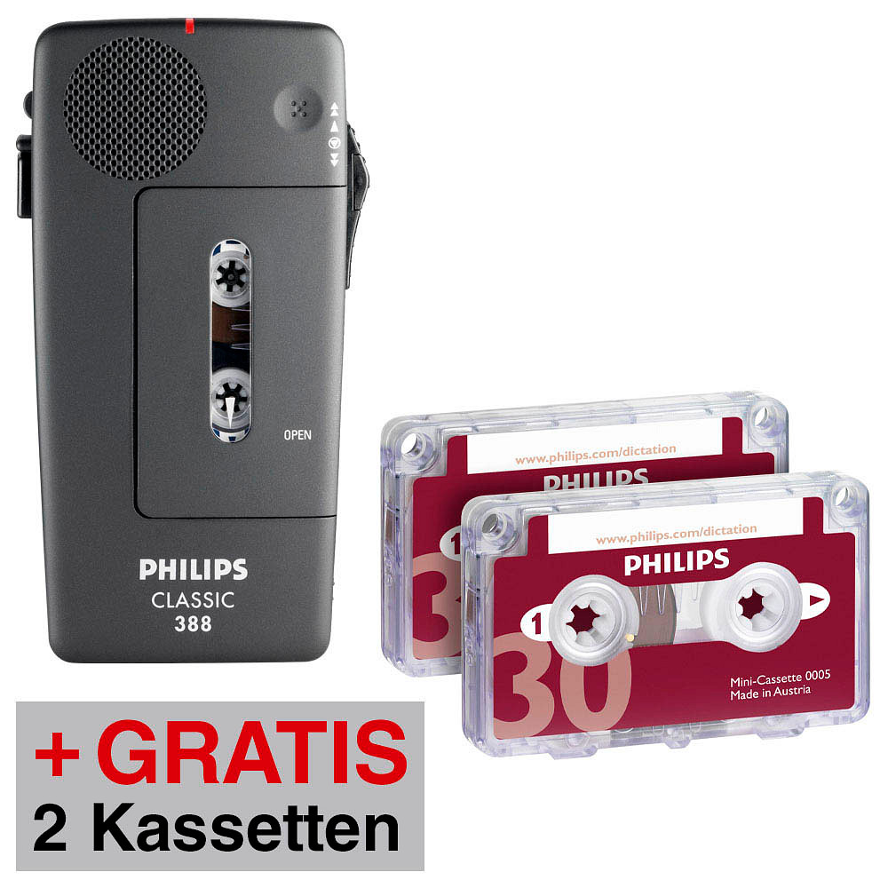 AKTION: PHILIPS Pocket Memo 388 analoges Diktiergerät + GRATIS 2 ...